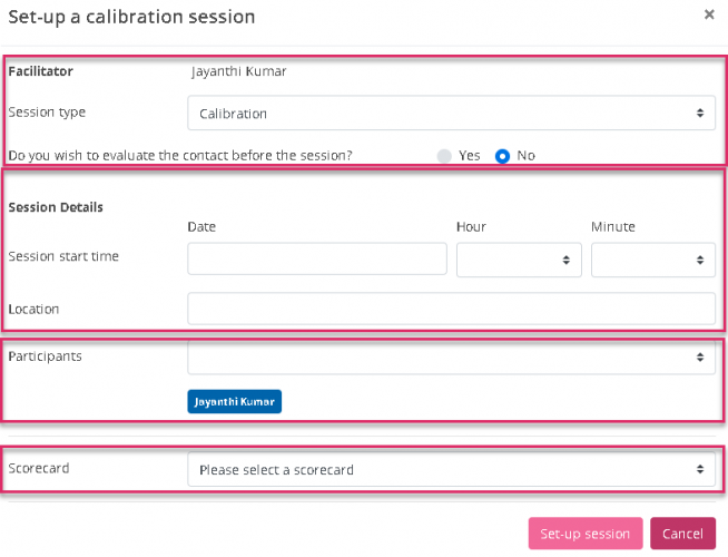 Setting Up A Calibration Session For A Contact Not Evaluated Previously